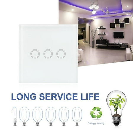 3 Way Smart Touch Wall Switch Glass Panel Led Backlight + Remote ...