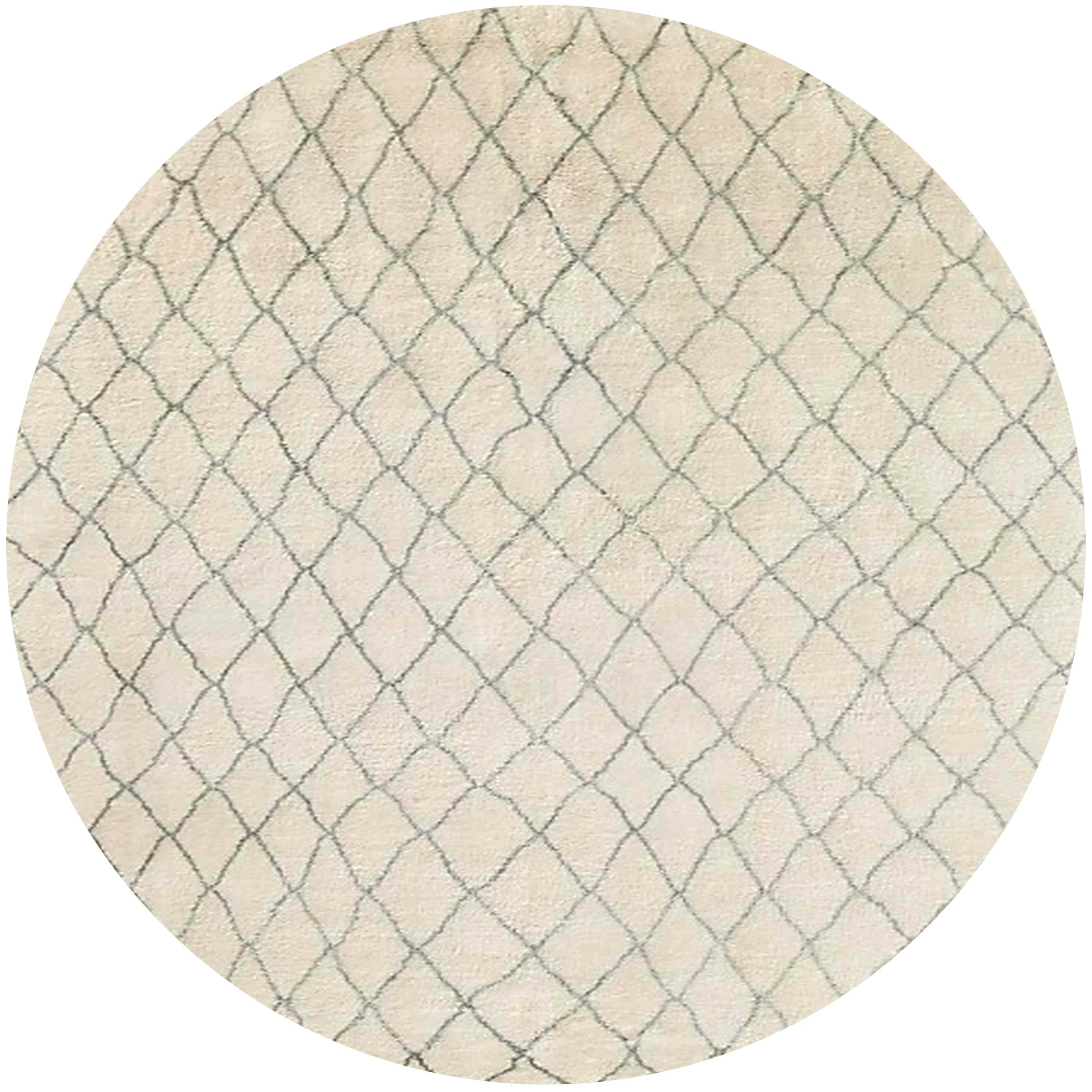 Ahgly Company Indoor Round Mid-Century Modern Wheat Beige Oriental Area ...
