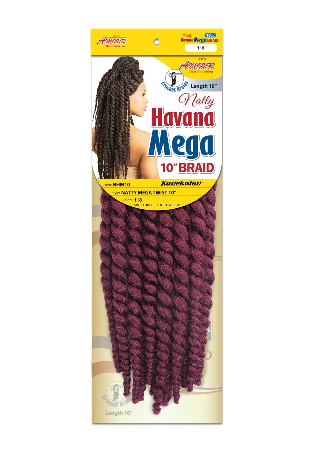 Natty Havana Mega Twist 10" (1/50, 12 Strands) - Color PURPLE - Walmart.com