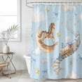 Blue Cartoon Shower Curtain Set - Standard 72" x 72" Washable Bathtub ...