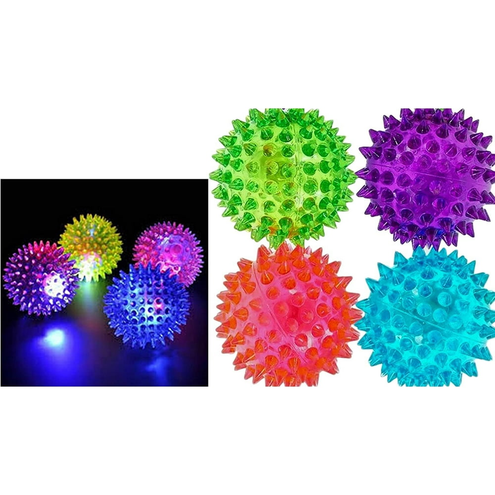 Light Up Spike Rubber Ball (Pack of 4) Plus 1 Collectable FunaTon ...
