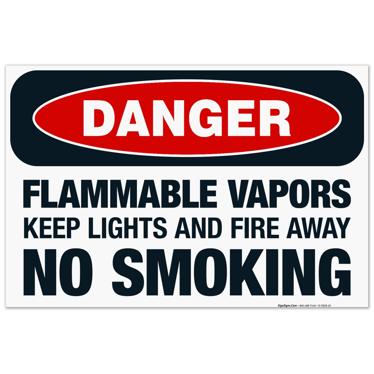 Flammable Vapors Keep Lights And Fire Away No Smoking Sign, OSHA Danger ...