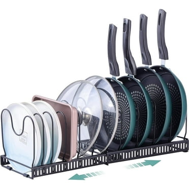 Cuisinel 5-Tier Black Silicone Coated Pan Rack, Cookware Stand, Cooking ...