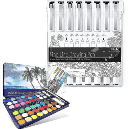 Fineliner Drawing Pen, Set of 8 Pack Ultra Fine Line Drawing Markers ...