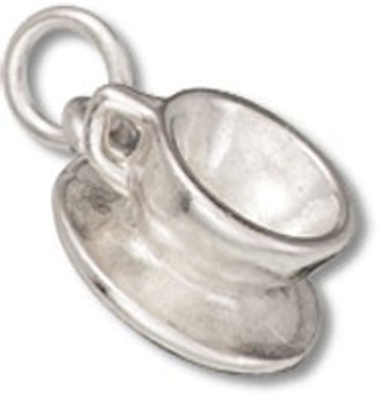 Sterling Silver 16" .8mm Box Chain 3D Coffee Tea Cup Saucer Pendant ...