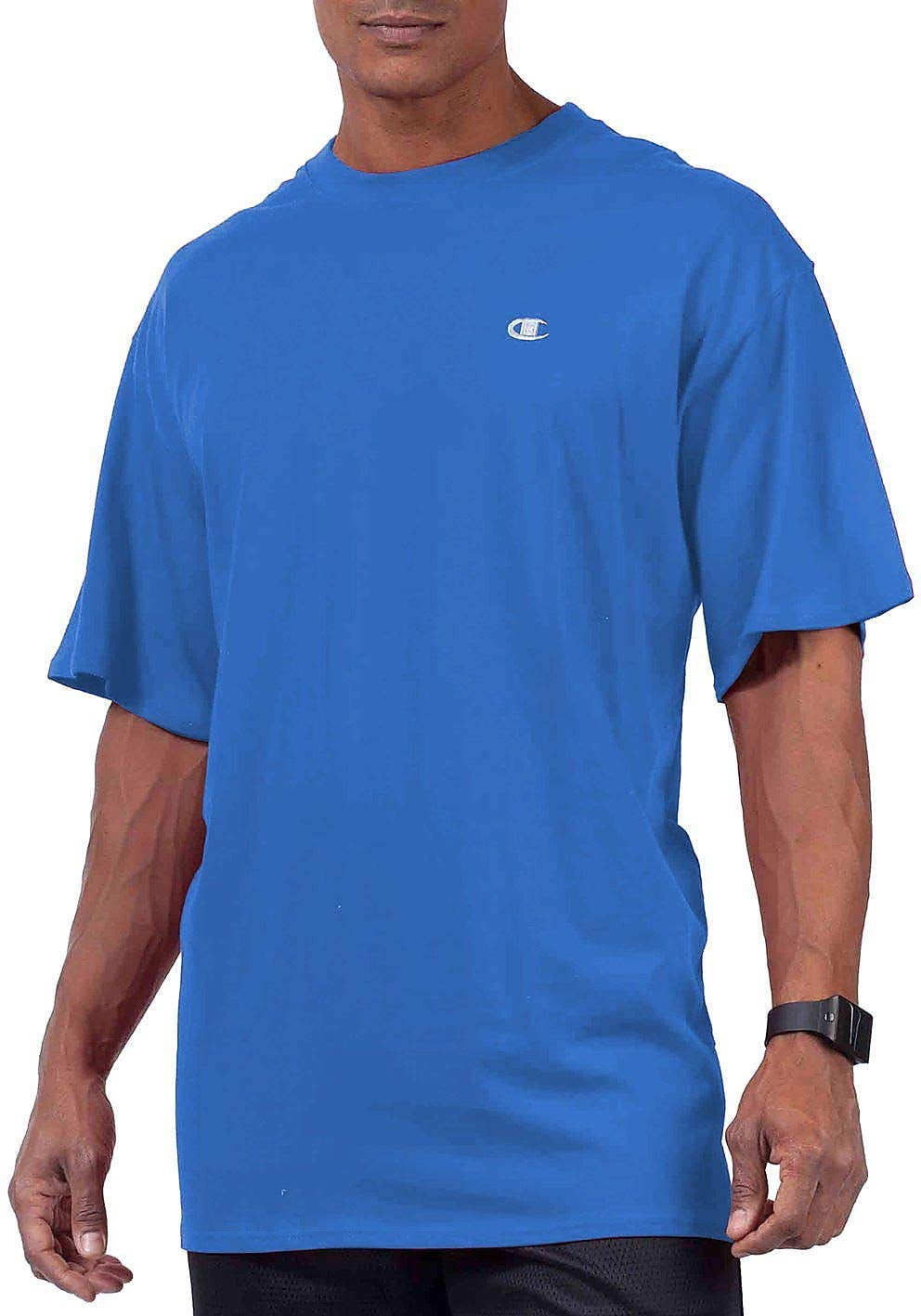 Champion Men's Big & Tall Crew-Neck Jersey T-Shirt (Candid Blue, 3XT ...