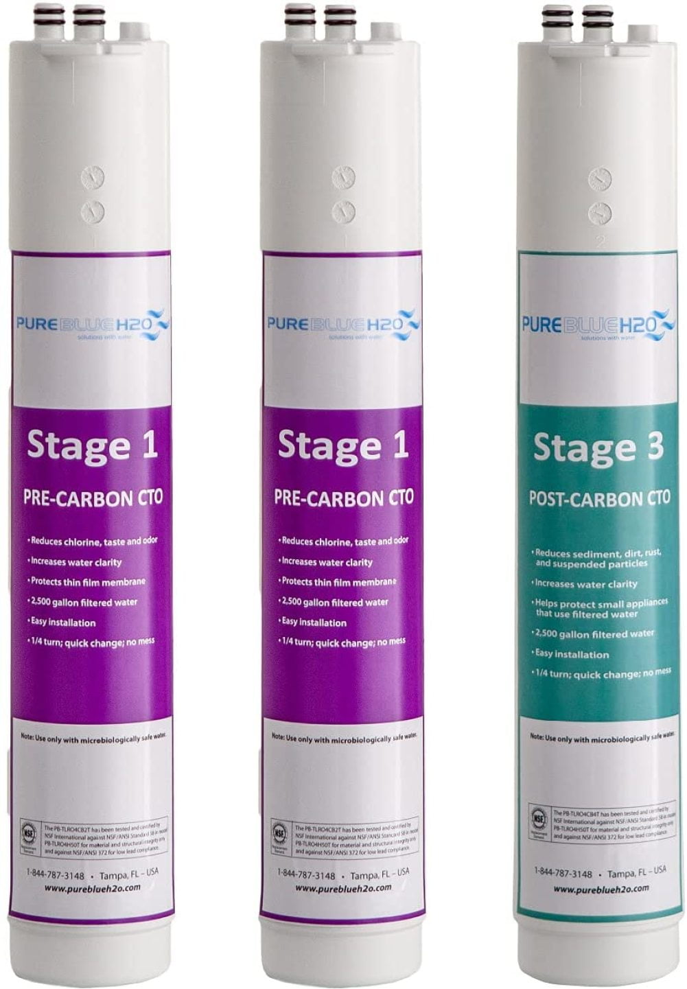 Pure Blue 3-Stage 1:1 Reverse Osmosis Three-Pack Replacement Filters ...