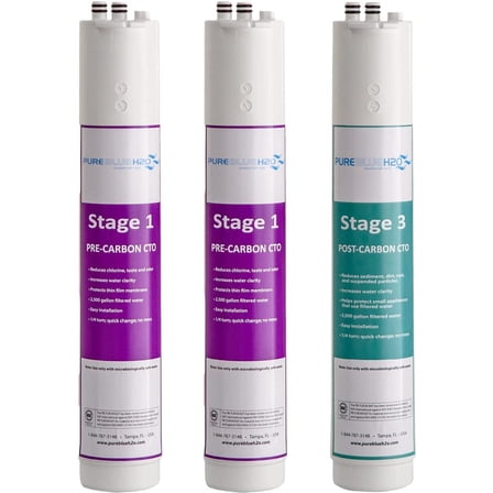 Pure Blue H2O 3 Stage 1:1 Reverse Osmosis Water Filtration System with ...