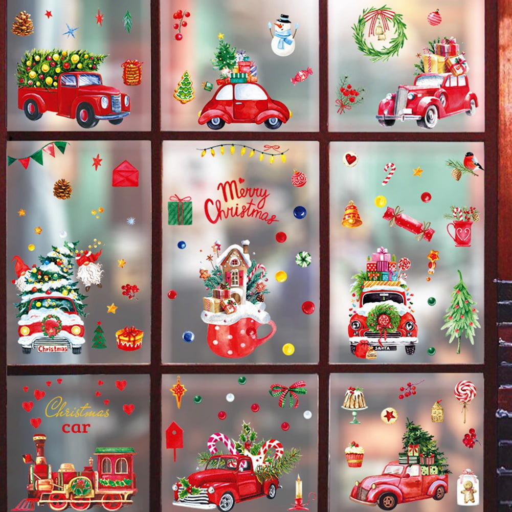 9 Sheet Christmas Window Clings Decal Stickers, Holiday Decorations ...