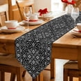 Black Paisley Boho Table Runner Linen Burlap Table Runner 72 Inches ...