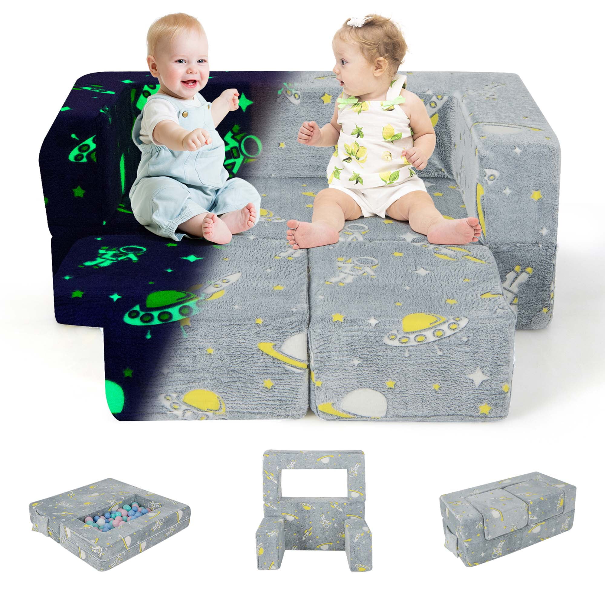 Click here for Costway Kids Couch Toddler Convertible Glow Play S... prices