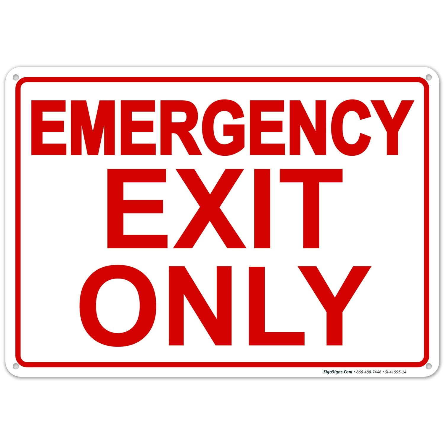 Emergency Exit Only Sign 10x14 Rust Free Heavy Aluminum UV Protected emergency-exit-only-sign-10x14-rust-free-heavy-aluminum-uv-protected