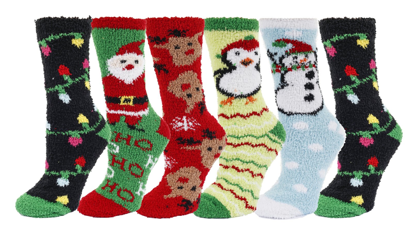 Womens Soft Fuzzy Christmas Holiday Socks 6 Pack Size 9 11