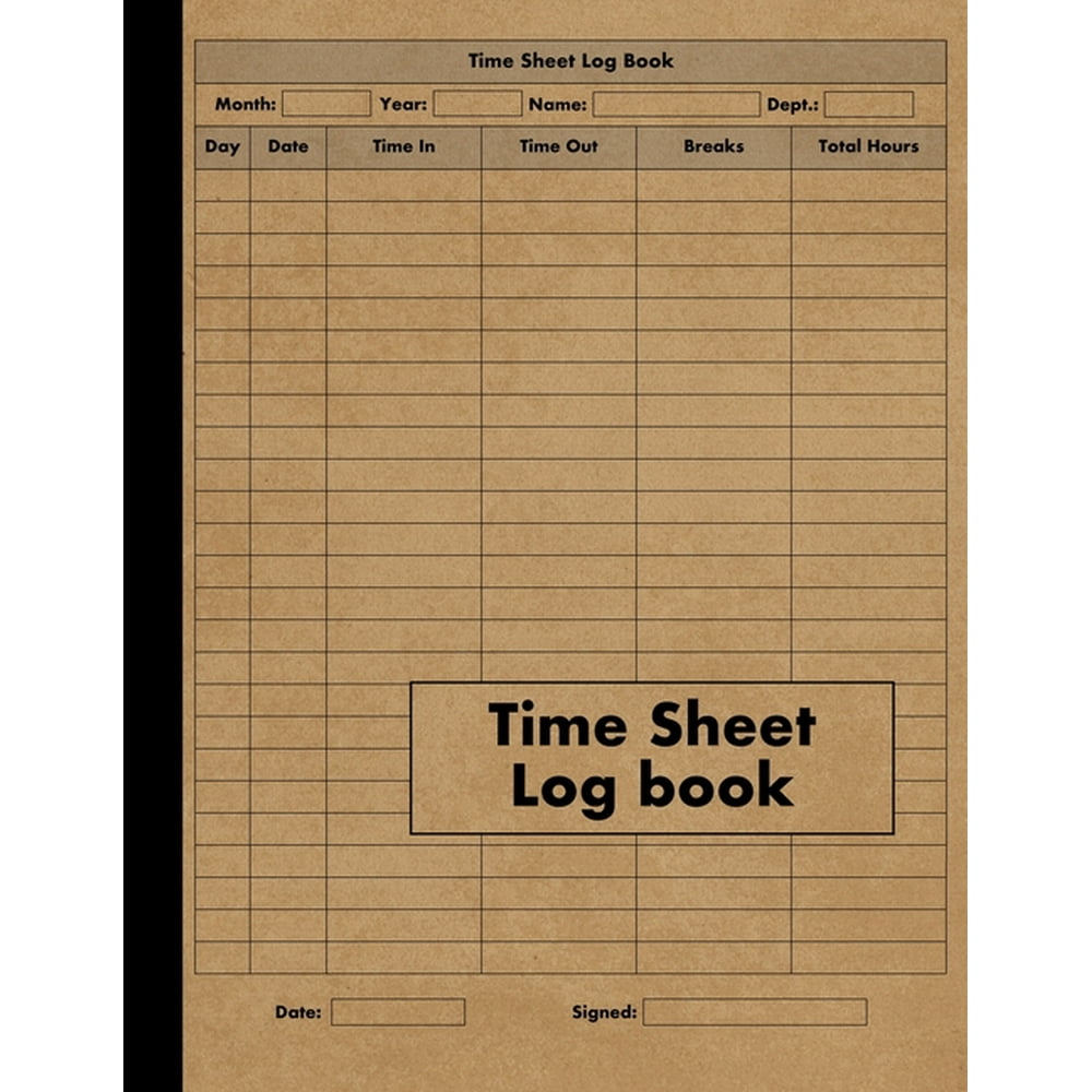 Time Sheet Log Book Large Simple Employee Time Log 120 Timesheet