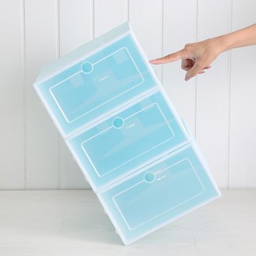 Clear Plastic Shoe Boxes Stackable Floding DIY Shoe Drawers Storage ...