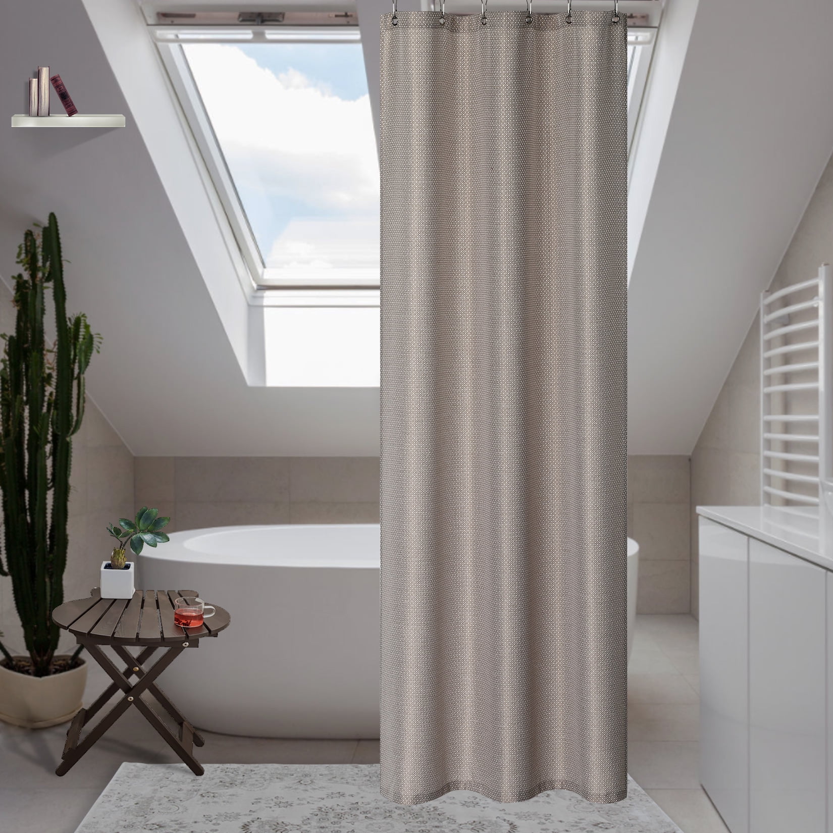 GlowSol 35"x72" Stall Fabric Shower Curtain Flax Linen Like 155GSM ...