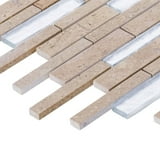 Sample - Beige Sand Sina Pearl Marble Stone Silver Foiled Glass Mosaic ...