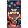 Carnival Welcome Banner Circus Clown Elephant Balloons Tent Backdrop ...