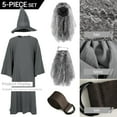Deluxe 5 Pcs Wizard Costume for Adults Grey Wizard Robe with Wizards ...