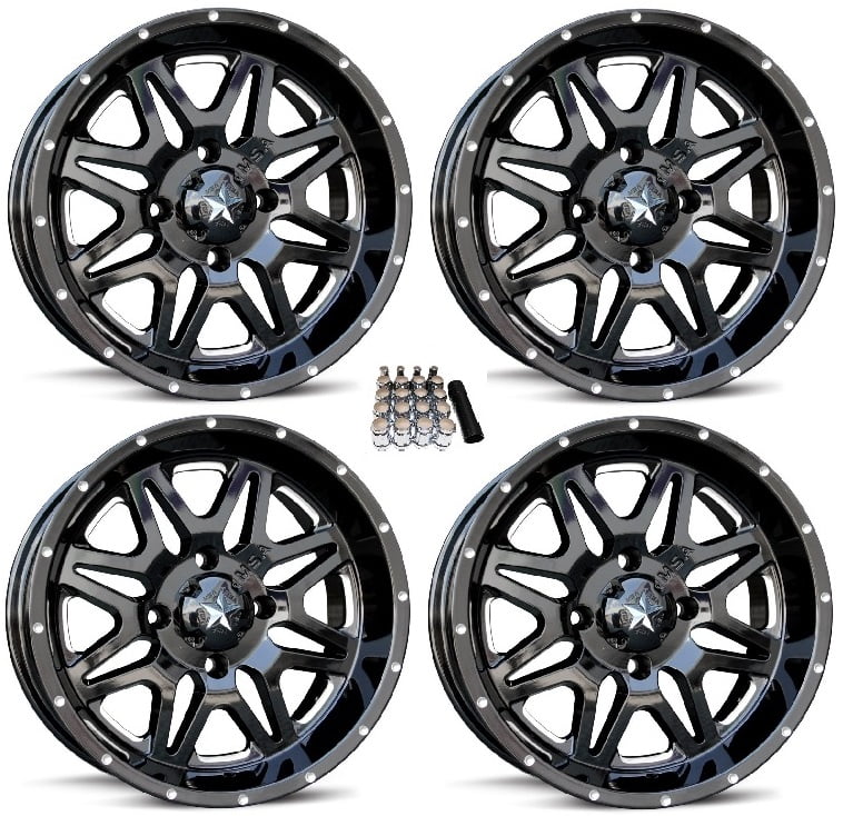 MSA M26 Vibe UTV Wheels/Rims Black Mill 14" Kawasaki Mule Pro FXT ...