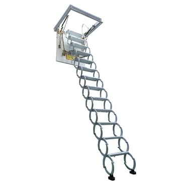 Telescopic Folding Ladder Hidden Black Handrail White Step Aluminum ...