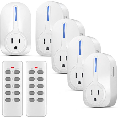 Flexzion Wireless Remote Control Outlet Switch (5 Pack 2 Remotes ...