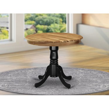 East West Furniture Round Small Dining Table Wire Brushed Black Color ...