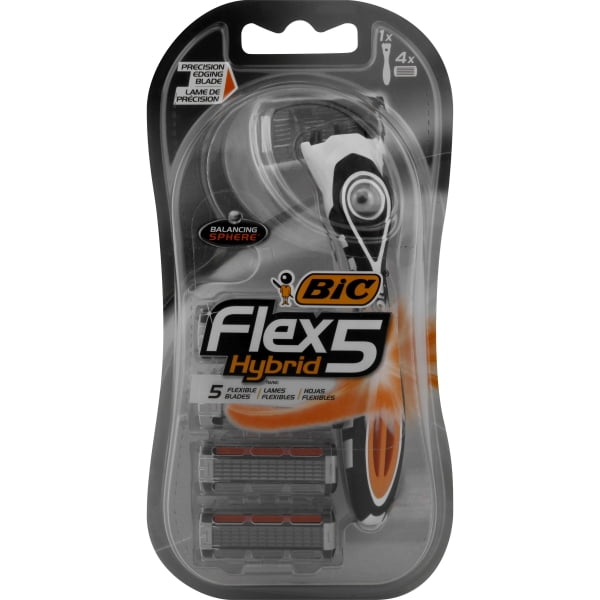 Bic Flex 5 Hybrid 5 Flexible Blade Razor with 4 Refill Blade Cartridges ...
