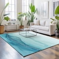 Abstract Ombre Blue Ocean Wave Area Rugs 5x8ft Sky Moon Modern Floor ...
