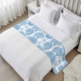 Blue Coastal Bed Runner King Size Beach Starfish Nautical Coral Shell ...