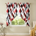 Abstract Sheer Curtains Swag Valances for Windows Red Black Geometric ...