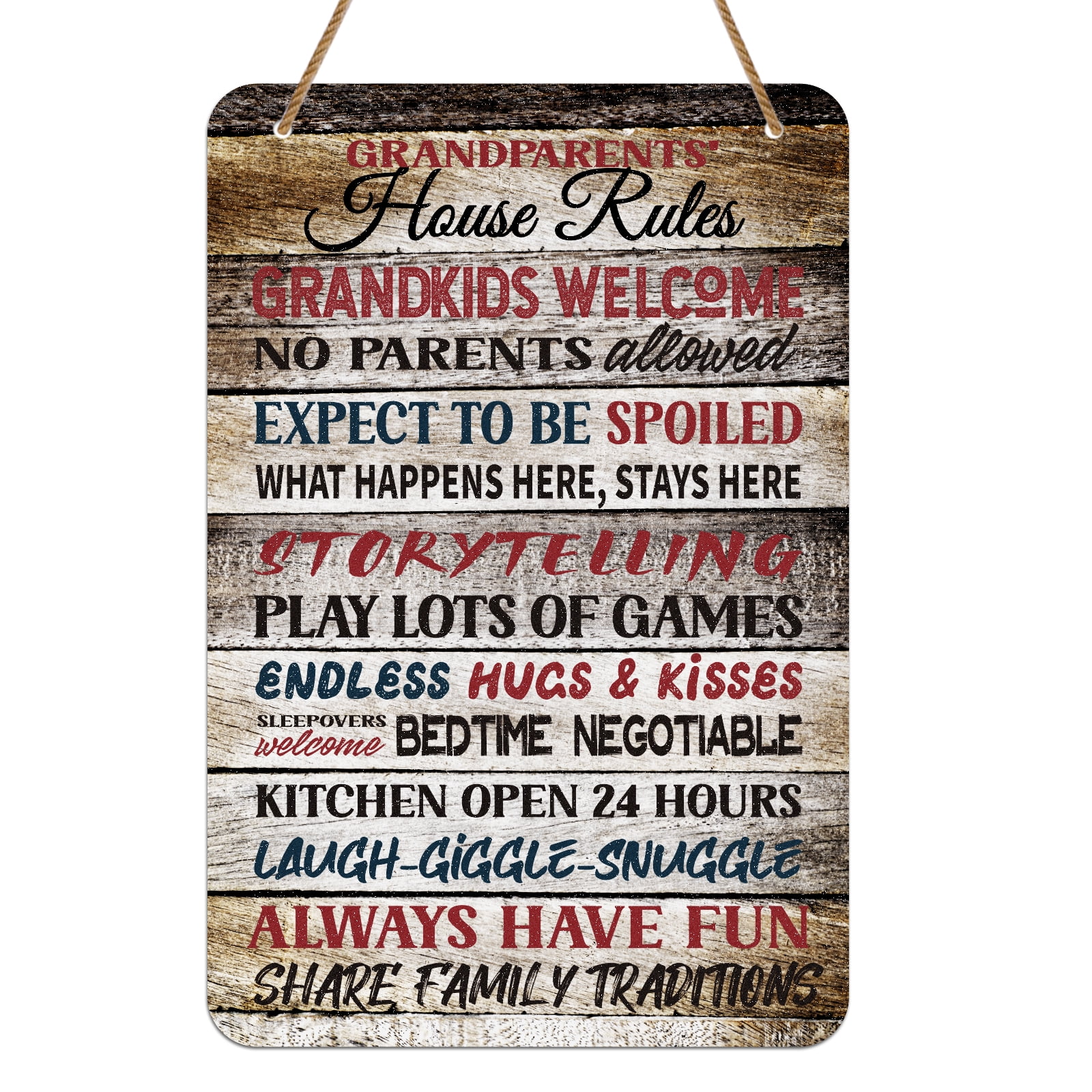 WaaHome 8"x12" Farmhouse Grandparents House Rules Sign for Home Kitchen ...
