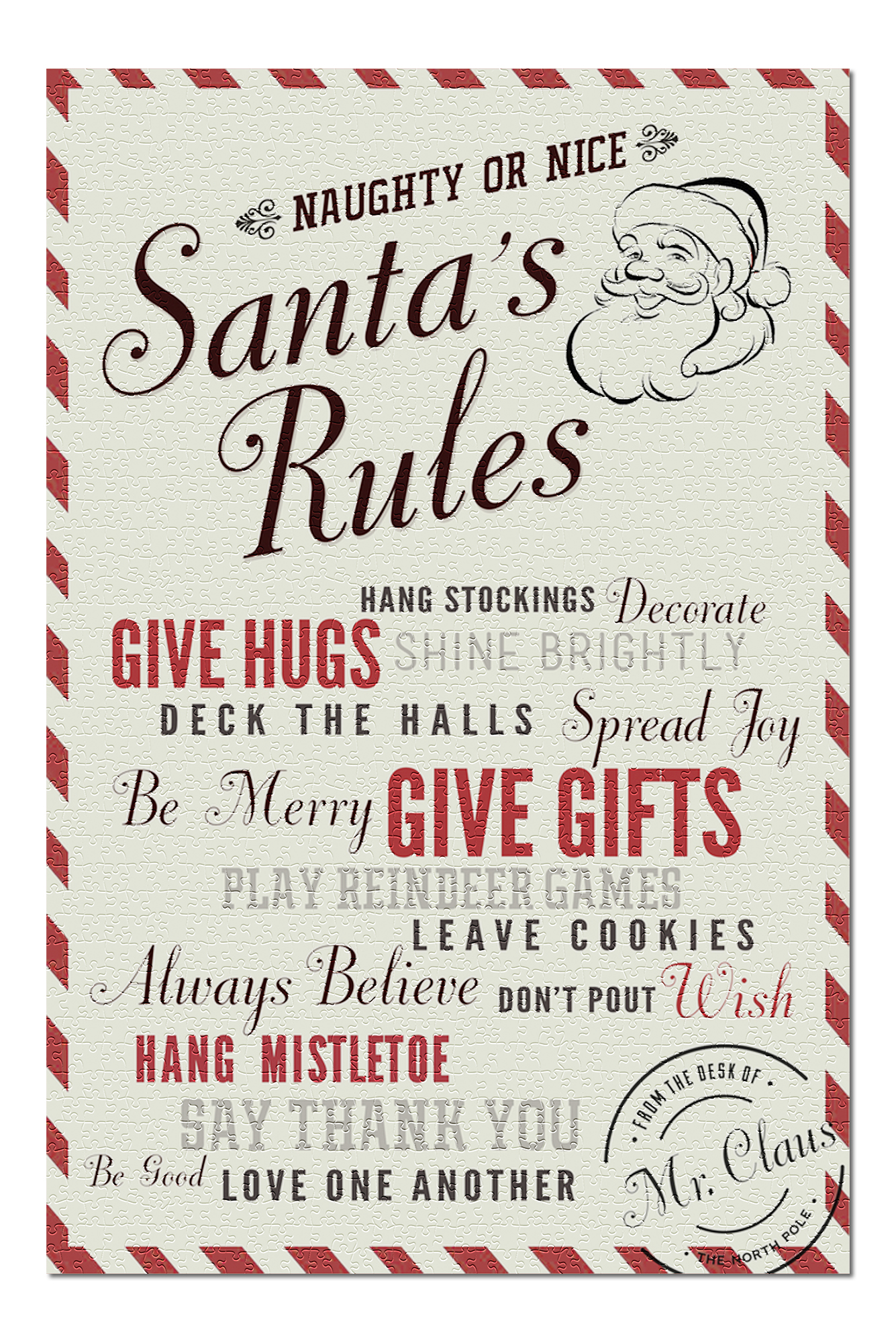 Santa s Rules Typography 20x30 Premium 1000 Piece Jigsaw Puzzle Made Santa s Rules Typography 20x30 Premium 1000 Piece Jigsaw Puzzle Made