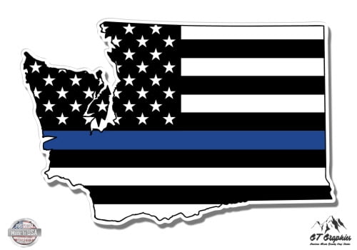 Washington Thin Blue Line Support Police - 8" Vinyl Sticker - For Car ...