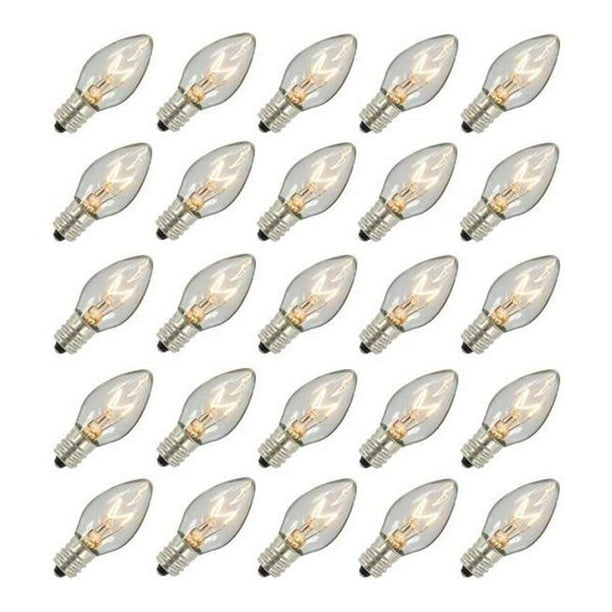 5 watt 120V C7 Clear Twinkle Replacement Bulb - Pack of 25 - Walmart.com