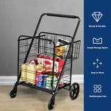 Gymax Heavy Duty Foldable Grocery Cart, Large Wheels, Strong 330lbs ...
