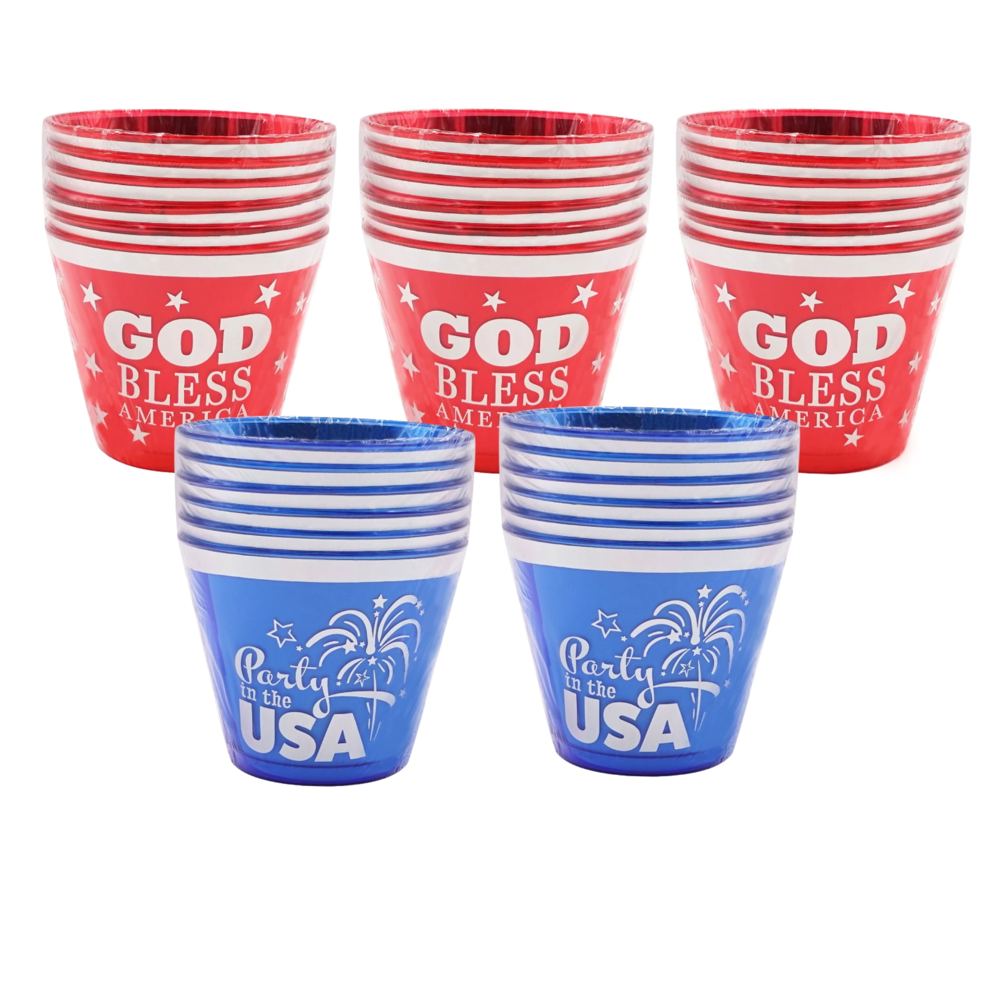 30 Pcs Patriotic Printed Plastic Cups Red Blue Disposable Cold Party ...