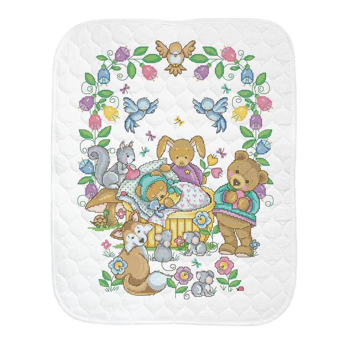 Herrschners® Woodland Welcome Baby Quilt Stamped Cross-Stitch Kit ...