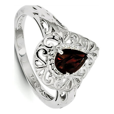 Sterling Silver Rhodium Plated Garnet Teardrop Ring | Walmart Canada