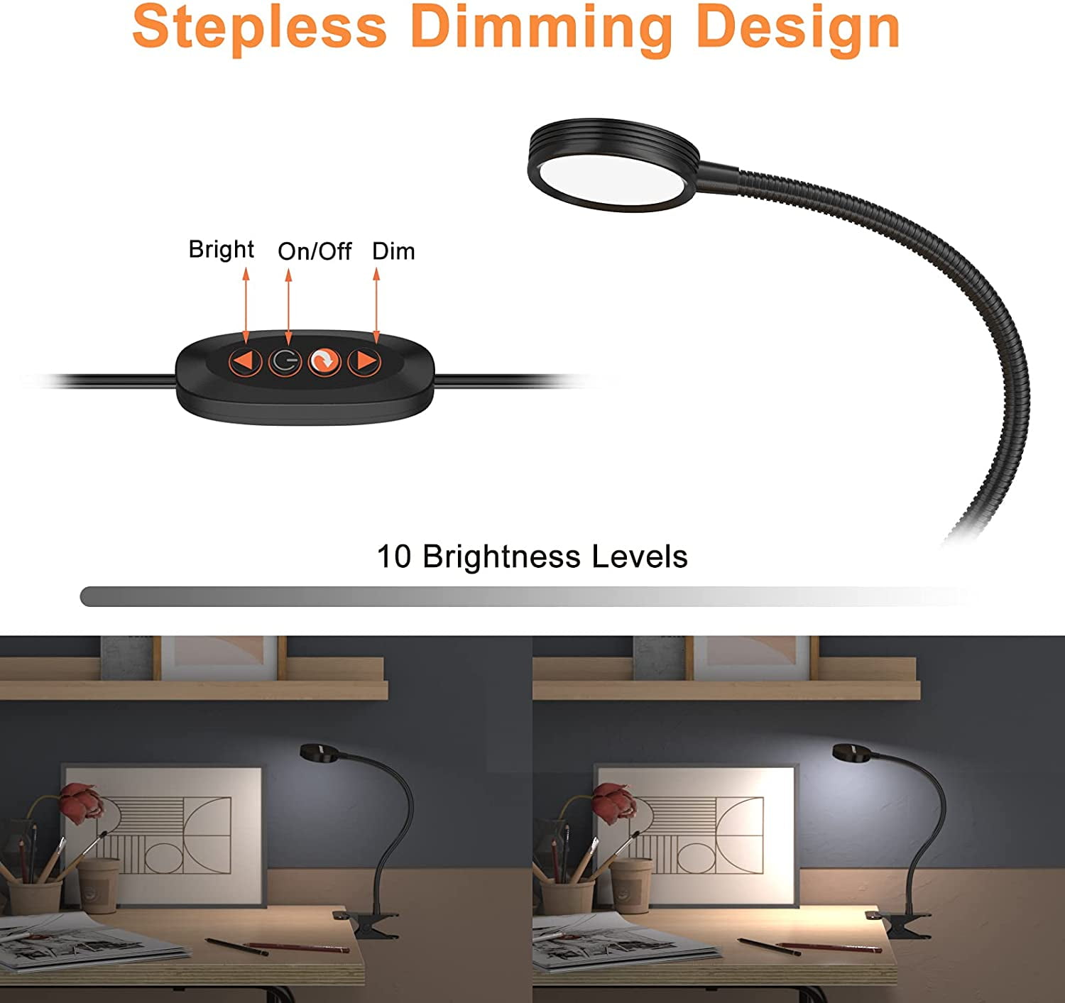 Buy LEPOWER New Version Led Clip Light, Flexible Clip on Reading Lamp ...