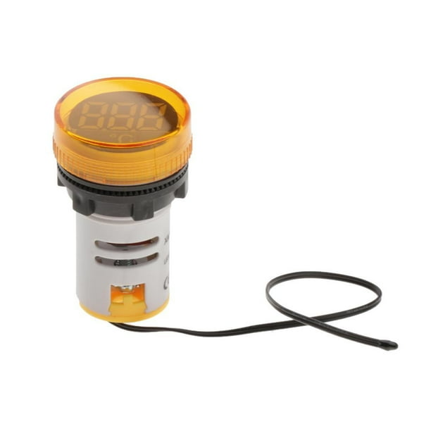 22mm Digital Display Mini Temperature Meter Gauge Indicator Lamp Yellow ...
