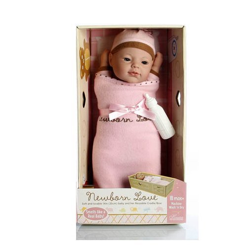 Newborn Love 14 Baby Doll with Accessories in Reusable Cradle Crib Box ...