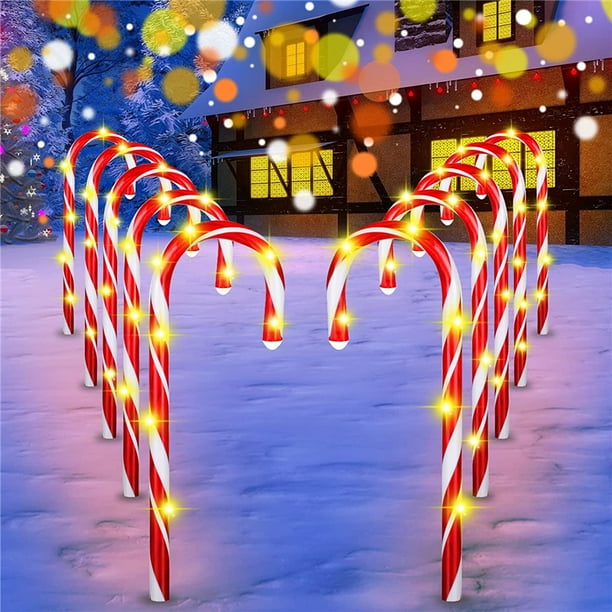 Christmas Candy Cane Pathway Markers Set of 10 Candy Cane Lights 15 ...