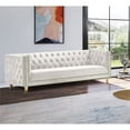 Meridian Furniture Michelle Cream Velvet Tufted Couch Sofa - Walmart.com