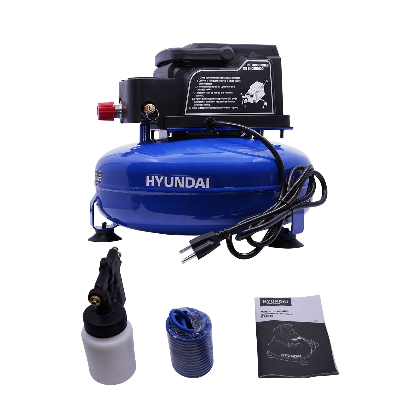 Mini Compresor de Aire Eléctrico Hyundai HYAC15 12 Litros 100psi/7bar C ...