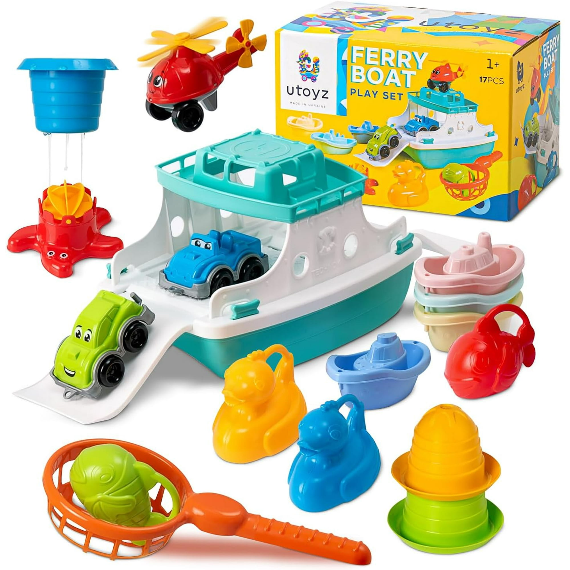 Click here for Utoyz Ferry Boat Toys Set With Helicopter 2 Cars B... prices