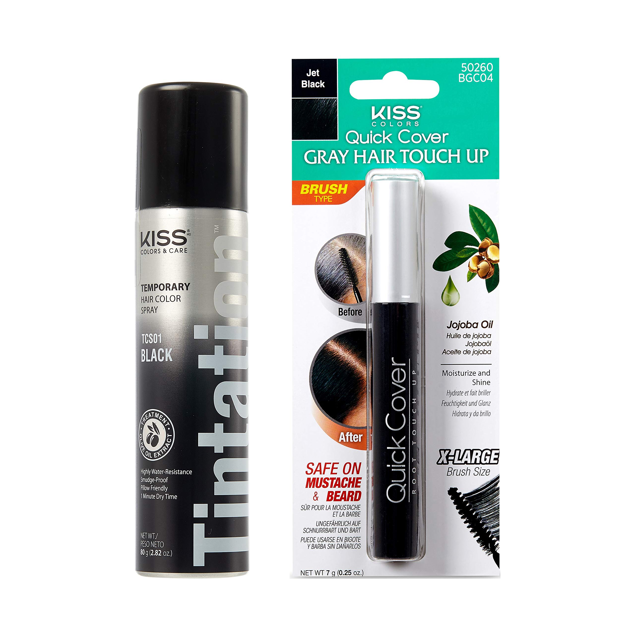 Kiss Tintation Root Cover Up Gray Concealer Spray & Mascara Water ...