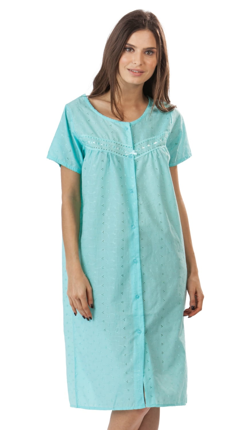 Casual Nights Women's Short Sleeve Eyelet Embroidered House Dress ...