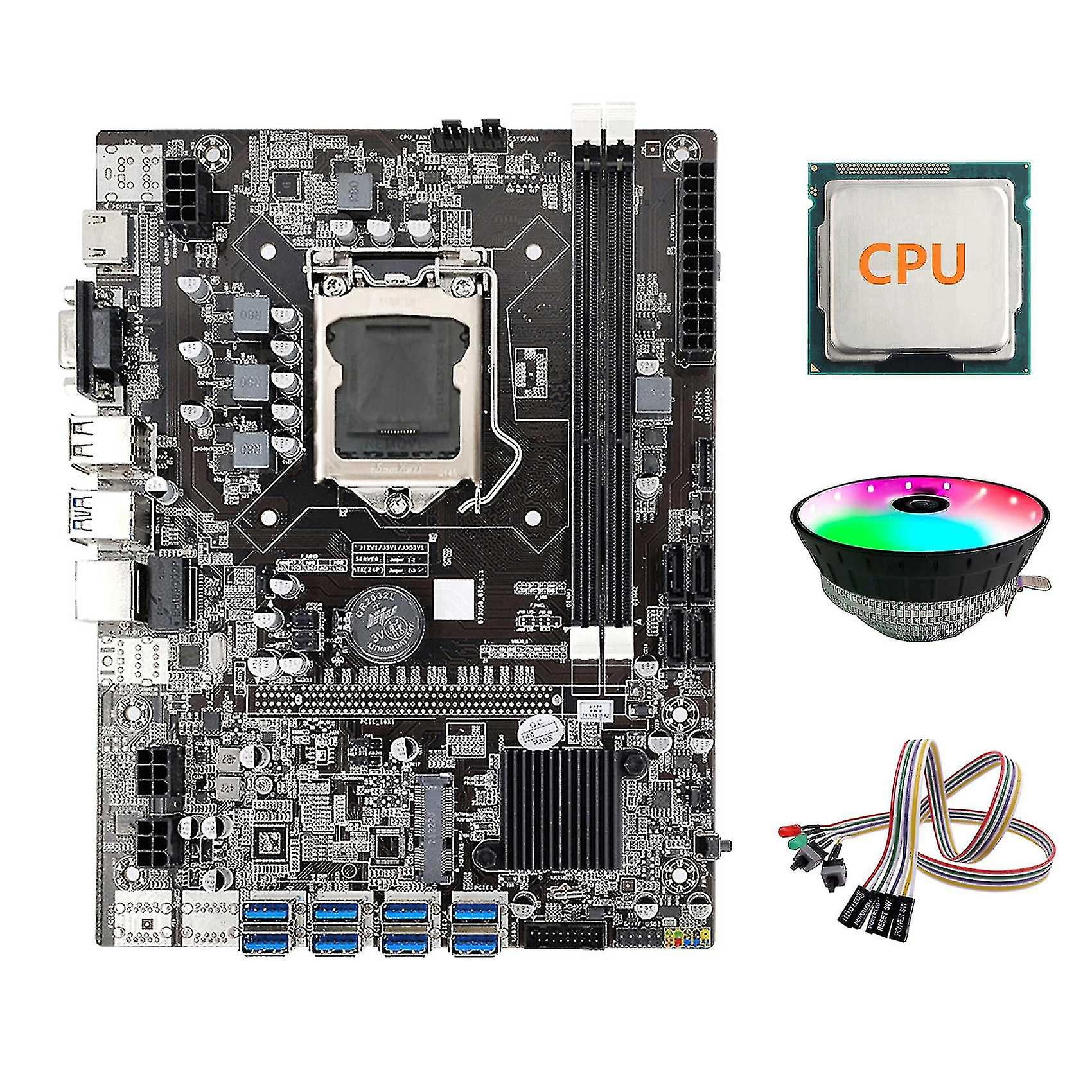 Placa base 8xpcie de la máquina de mina Ethernet B75 a Usb + Cpu aleatoria + línea de ...