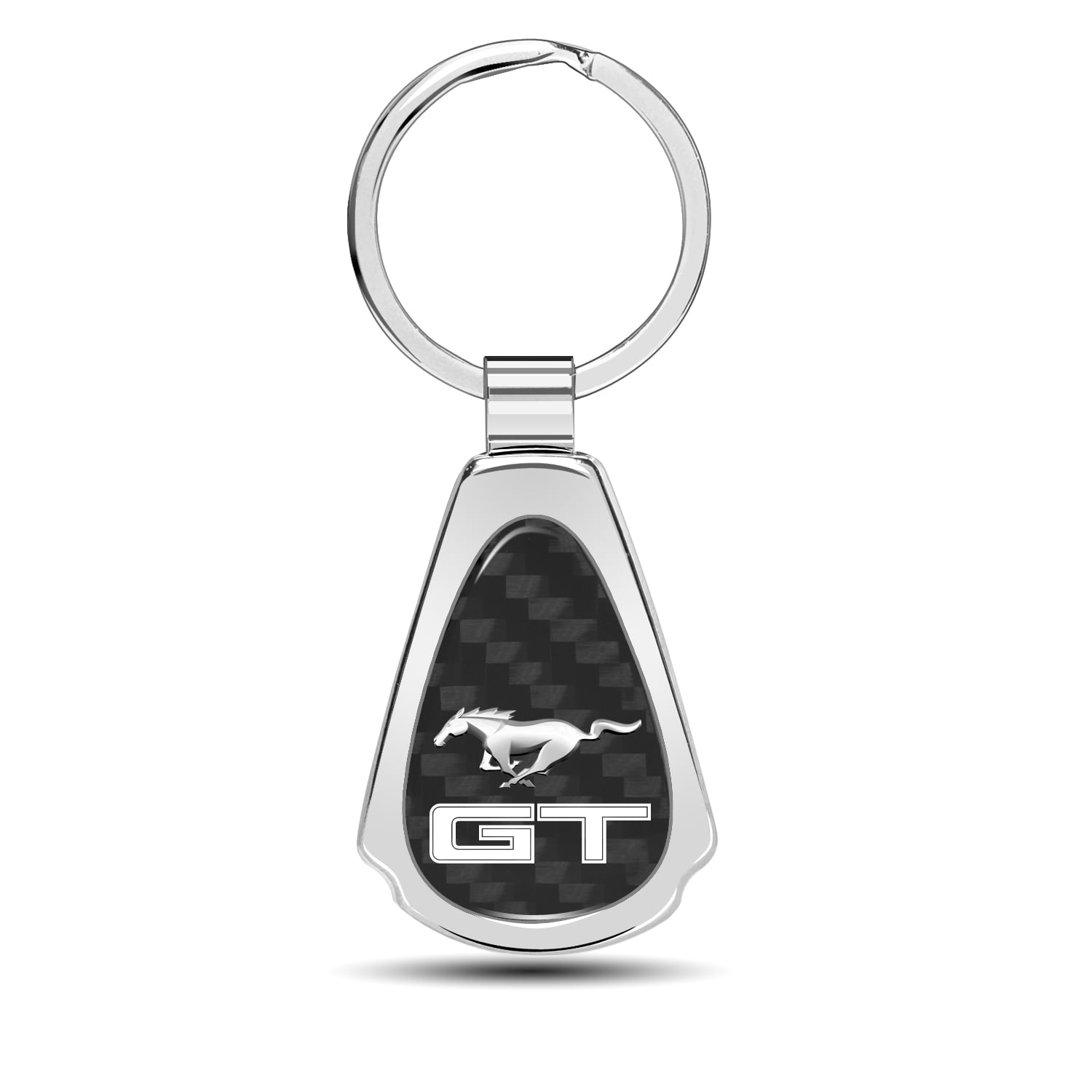 Ford Mustang GT Real Black Carbon Fiber Chrome Metal Teardrop Key Chain ...